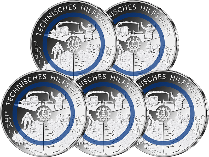 5 x 10 Euro BRD Technisches Hilfswerk 2025 Stempelglanz | 1217647