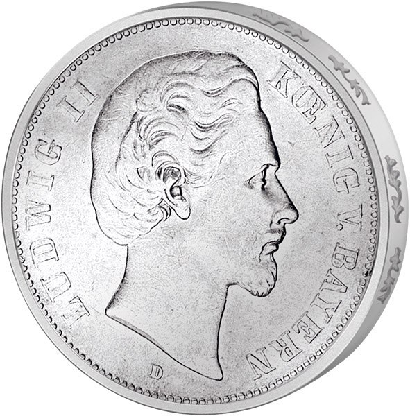 5 Mark Bayern König Ludwig II. 1874-1876 vorzüglich