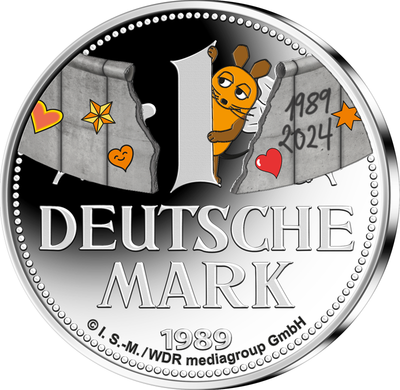 1 Mark von 1989 BRD mit offiziellem Maus-Farbdruck | 1256766
