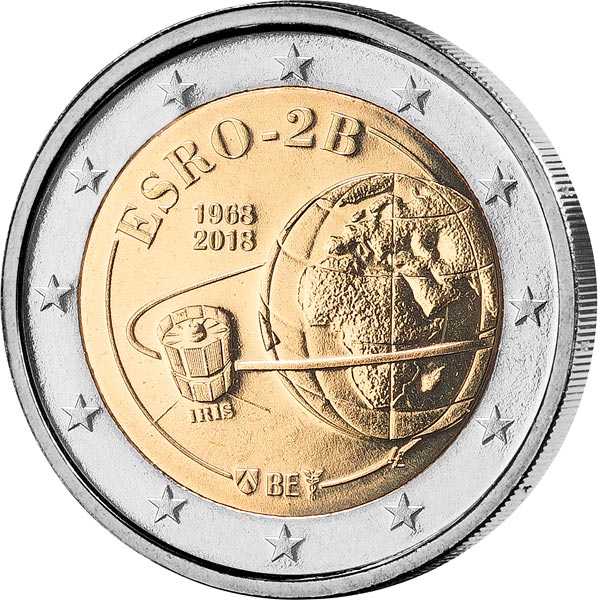 2 Euro Belgien 50. Jahrestag des Starts des Satelliten ESRO-2B 2018