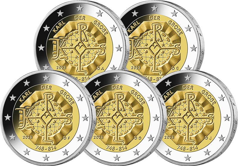 5 x 2 Euro BRD 1275. Geburtstag Karl der Große 2023 im Blister