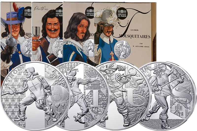 4 x 10 Euro Spar-Set Frankreich Die drei Musketiere 2024