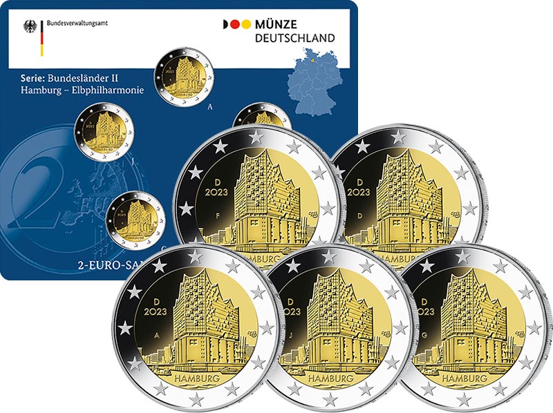 5 x 2 Euro BRD Elbphilharmonie 2023