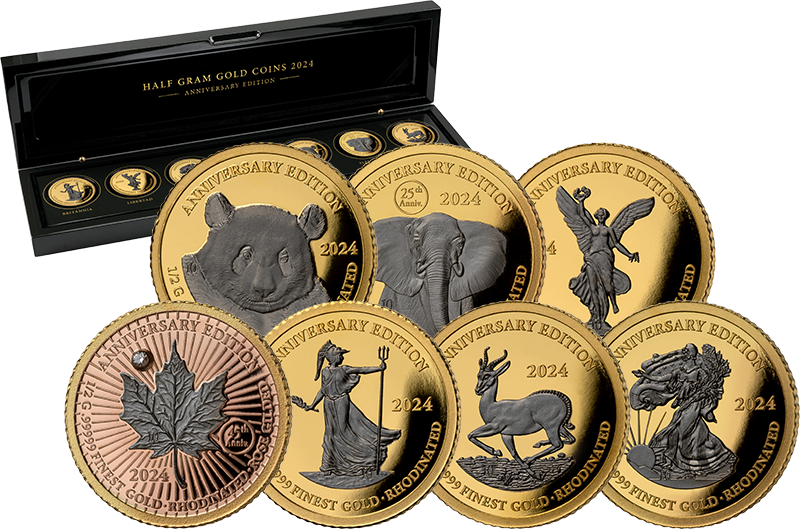 7 x 1.000 Francs Gabun Half Gram Gold Coins 2024