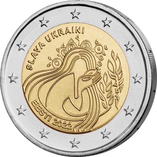 2 Euro Estland Ukraine und Frieden - Slava Ukraini 2022