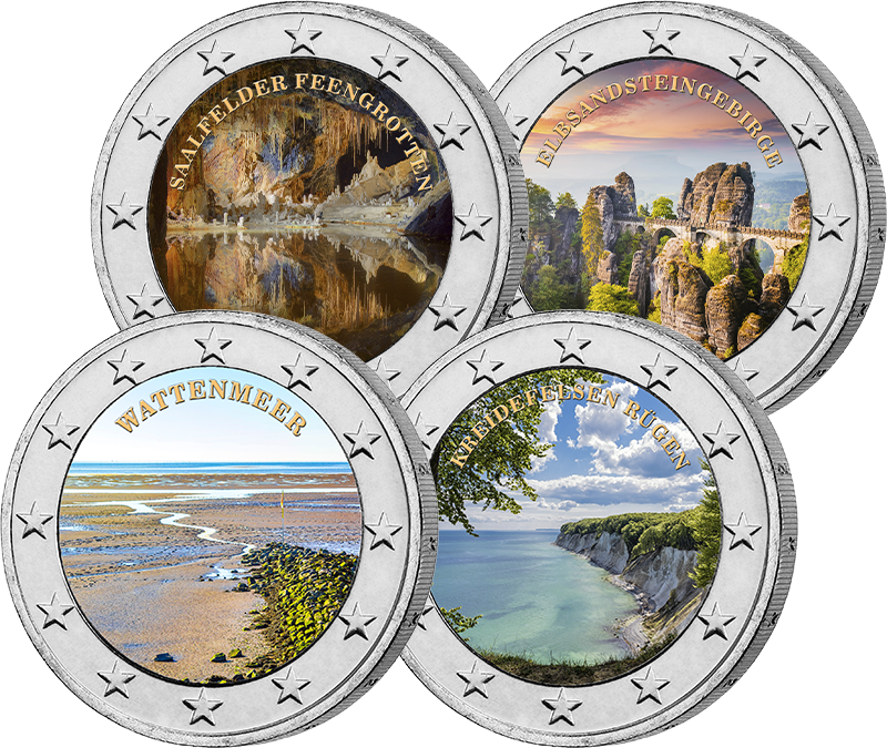 4 x 2 Euro BRD Die schönsten Naturwunder Deutschlands 2024 mit Farb ...