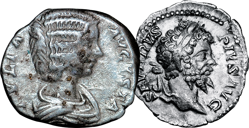 2 x 1 Denar Römische Kaiserreich Kaiser Septimius Severus und Kaiserin ...